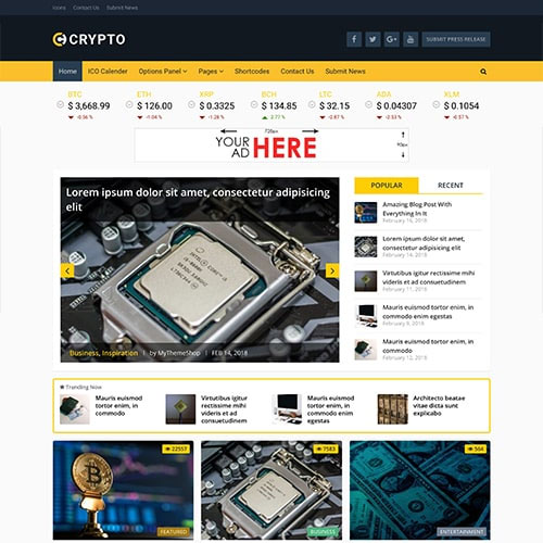 MyThemeShop Crypto Bitcoin & Cryptocurrency WordPress Theme - WP Starter Pack